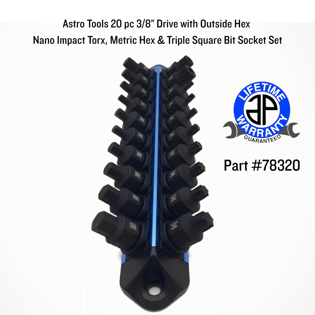 Astro Tools 20 pc 3/8" Drive with Outside Hex Nano Impact Torx, Metric ...