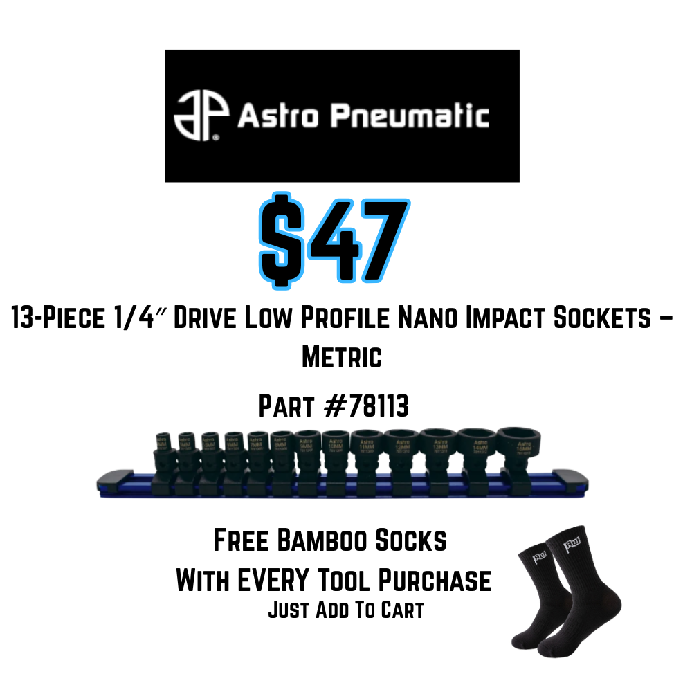 Astro Pneumatic 13-Piece 1/4″ Drive Low Profile Nano Impact Sockets ...