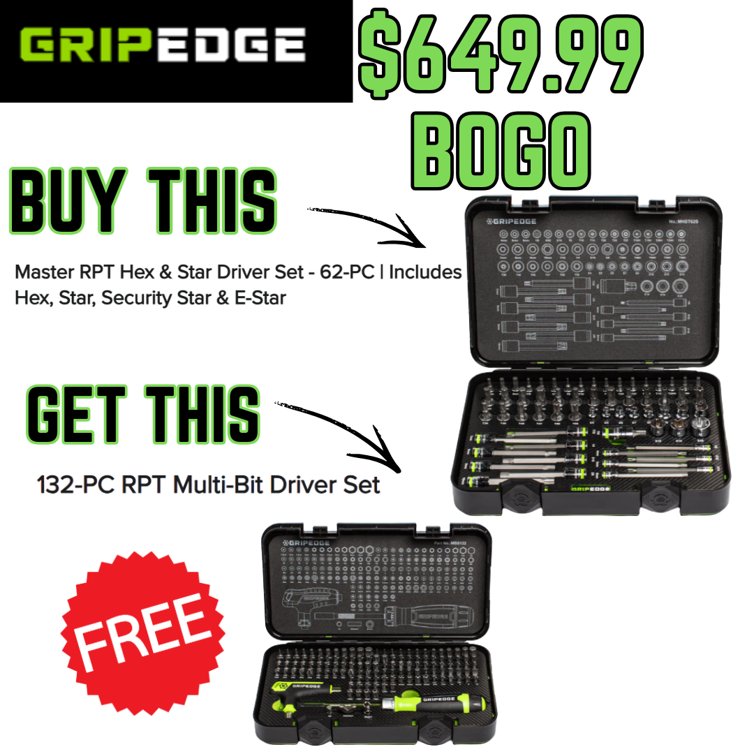 GripEdge Master Hex & Star Driver Set & 132 pc Multi-Bit Set PROMO ...