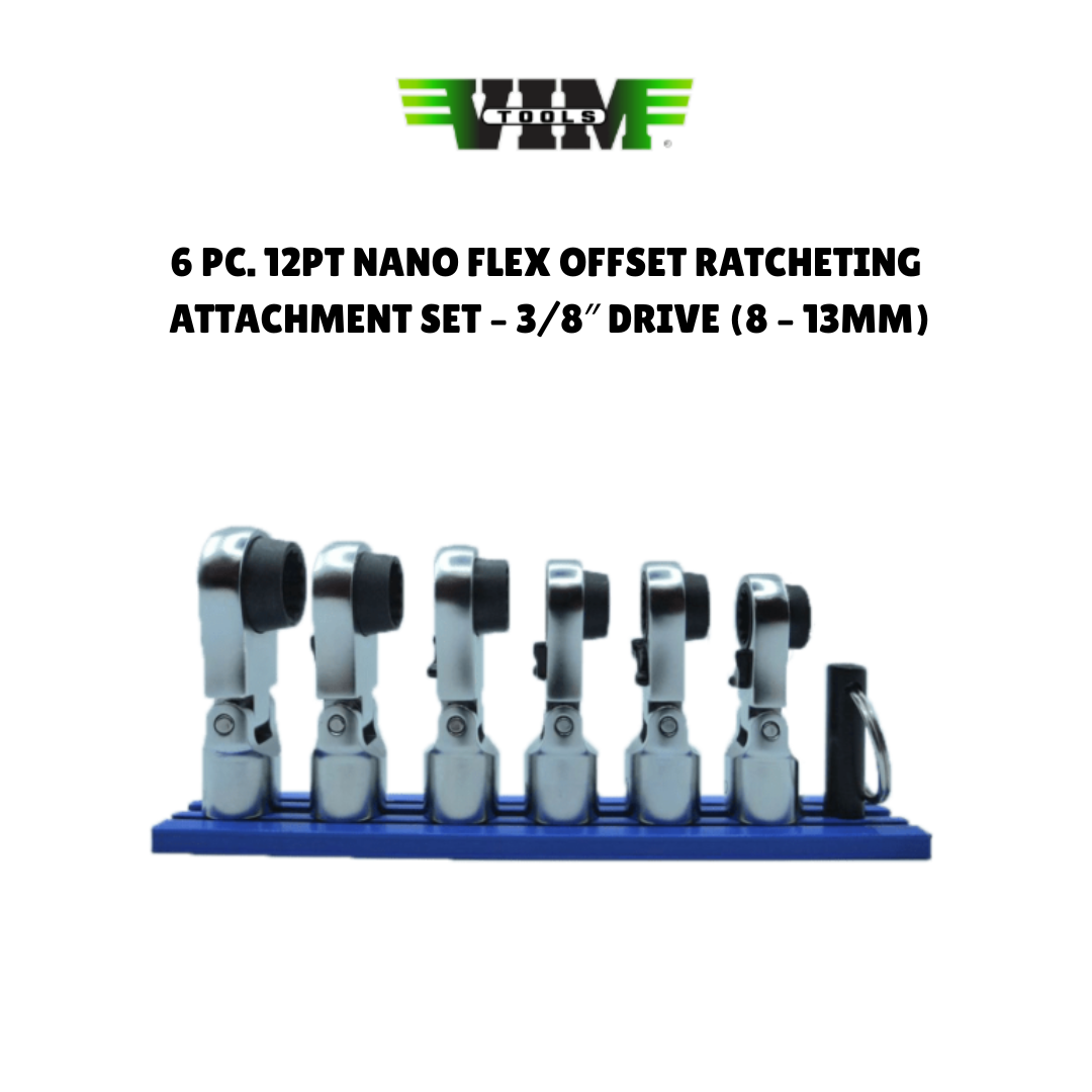 VIM Tools 6 PC. 12PT NANO FLEX OFFSET RATCHETING ATTACHMENT SET – 3/8 ...