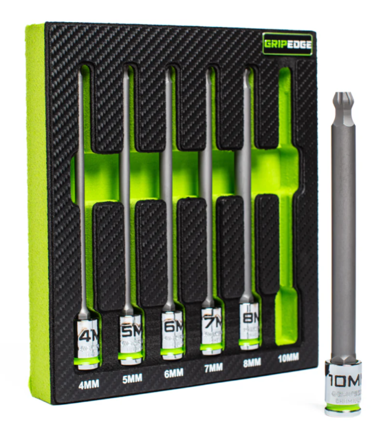 GRIPEDGE 6-PC RPT 3/8'' Drive Long Metric Ball Hex Driver Set Part #BH ...